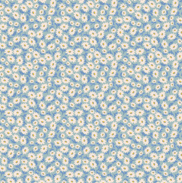 Bluebells and Buttercups, Sugar Daisy Sky, BL26865, Sold by the 1/2 Ya ...