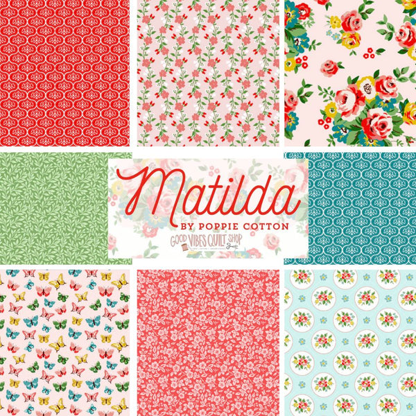 Matilda Fabric Collection, Aunt Bea White, MA25107, Sold by the 1/2 Ya ...